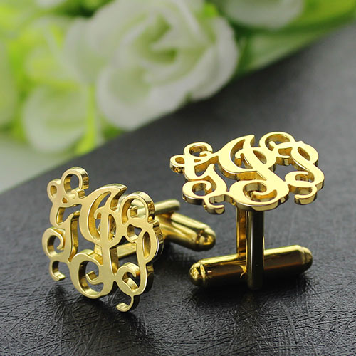 Personalized Gold Fancy Monogram Cufflinks